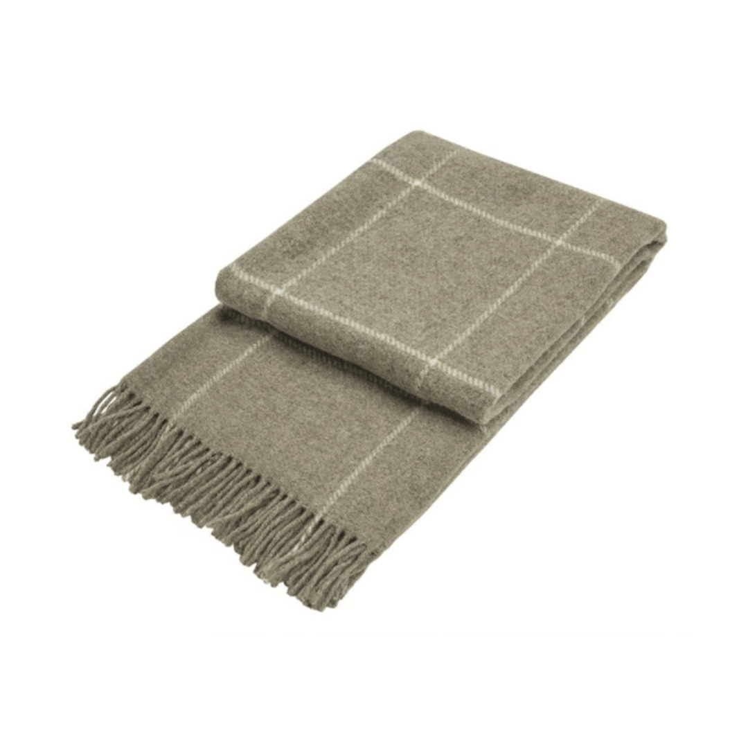 Ellery | 100% New Zealand Wool Throw Rug - Beige (Check) – Mirra Interiors